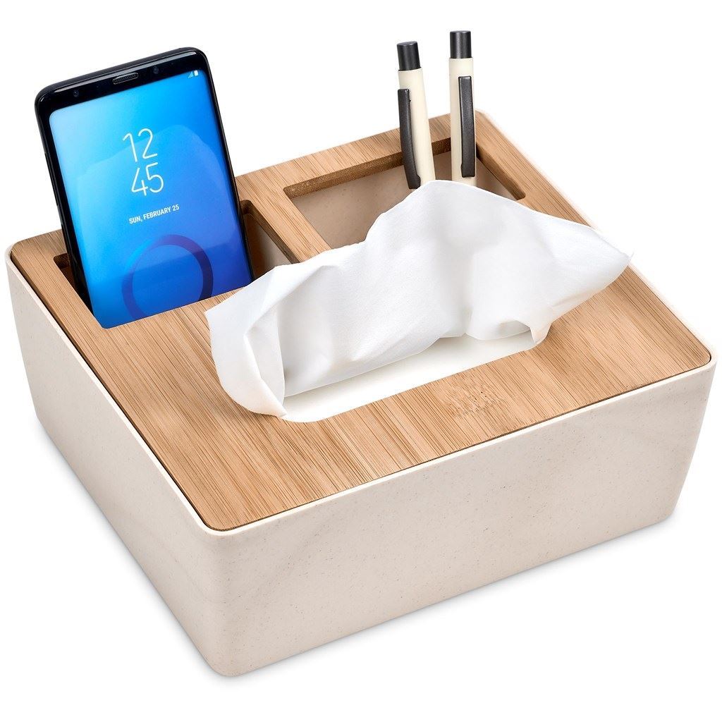 Okiyo Kushami Bamboo Fibre Desk Caddy Tissue Box, ST-OK-115-B | Blue ...